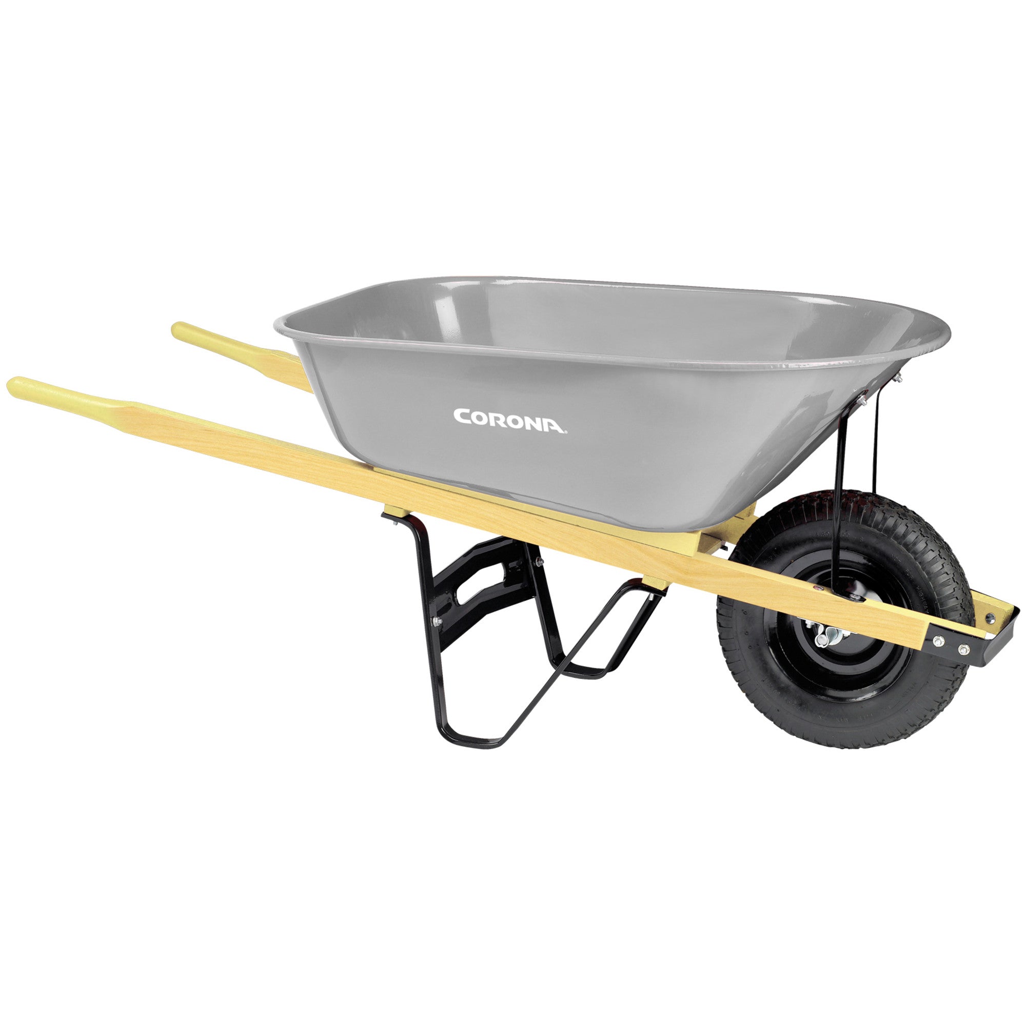 6 cu. ft. Steel Wheelbarrow, Wood Handles, Pneumatic Tire | Corona ...
