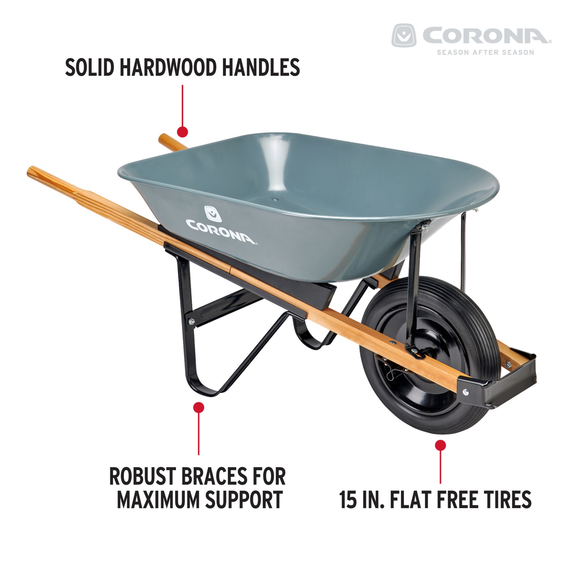 5 Cu. Ft. Steel Wheelbarrow in a Box | Corona Tools
